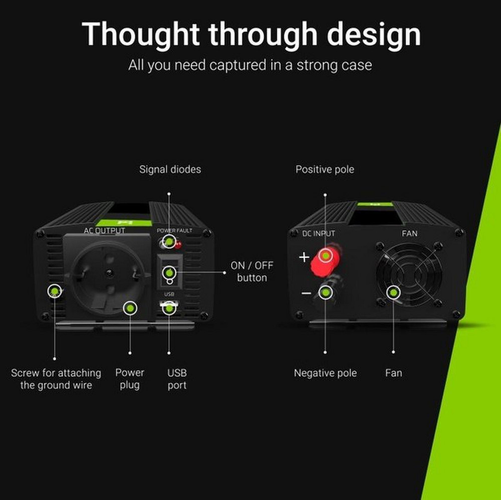 [Nuo 67.51 €] GREENCELL INV08 Voltage converter Green Cell 12V - 220V ...