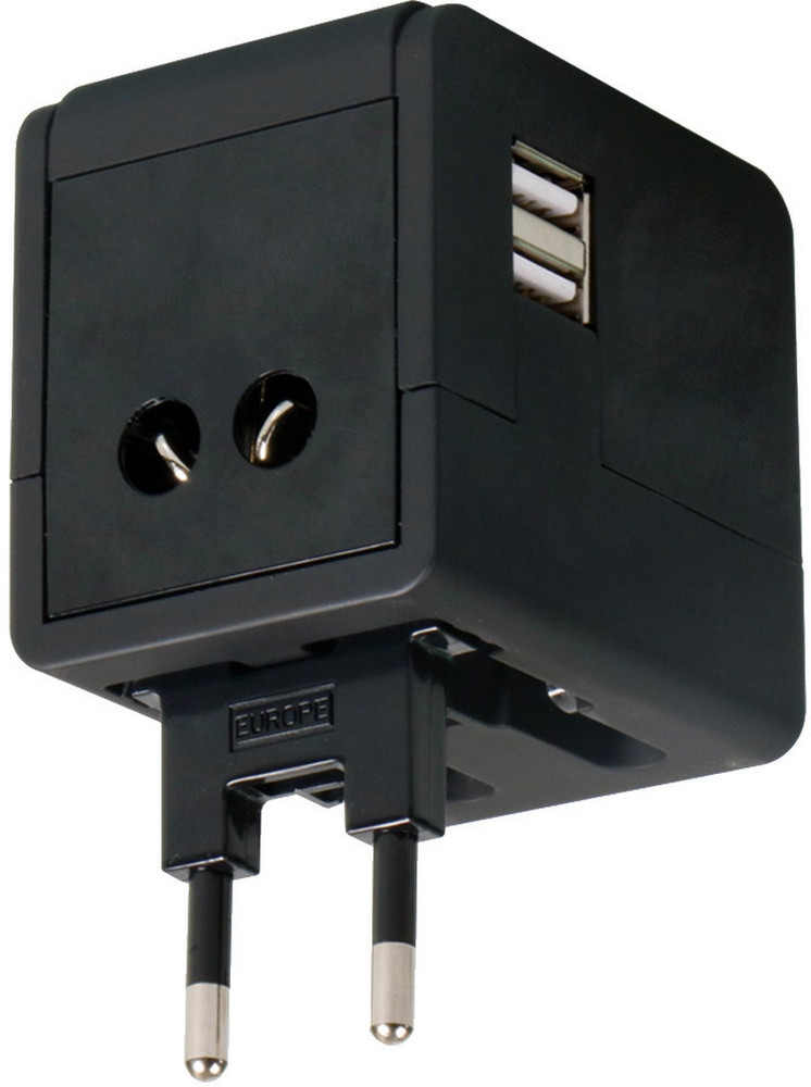 [Nuo 13.49 €] Omega travel adapter 4in1 USB, black (43645) | Kainos.lt