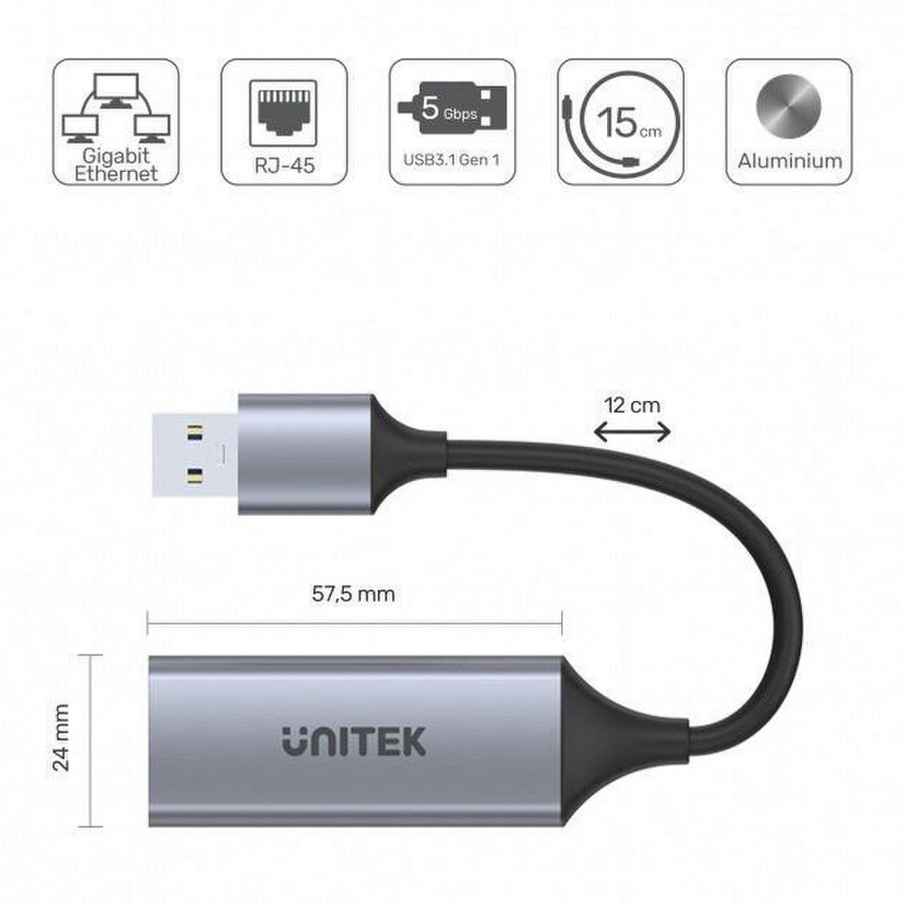 [Nuo 18.99 €] Laidas Unitek U1309A USB 3.1 To Gigabit Ethernet Adapter ...