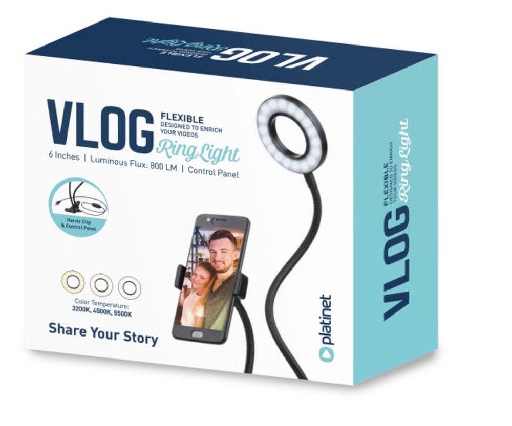 [Nuo 13.95 €] Platinet ring light PMRL3 Vlog LED Flexible | Kainos.lt