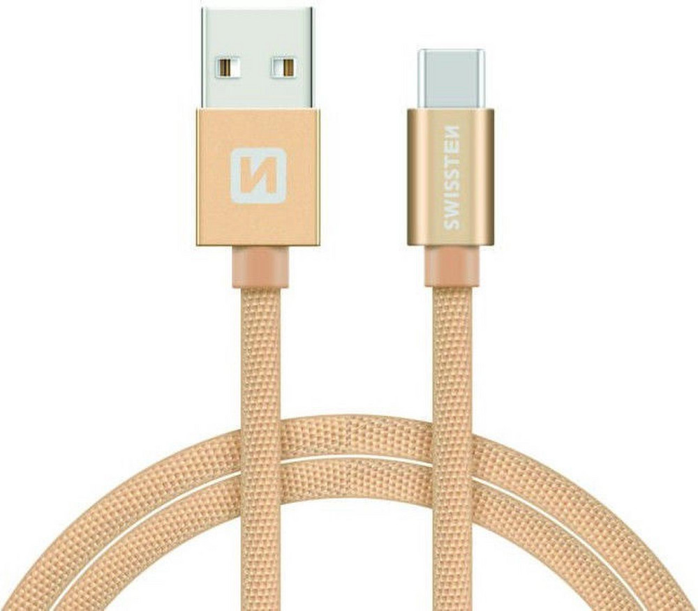 [Nuo 7.45 €] Swissten Textile USB To USB Type-C 3.1 Cable 1.2m Gold ...