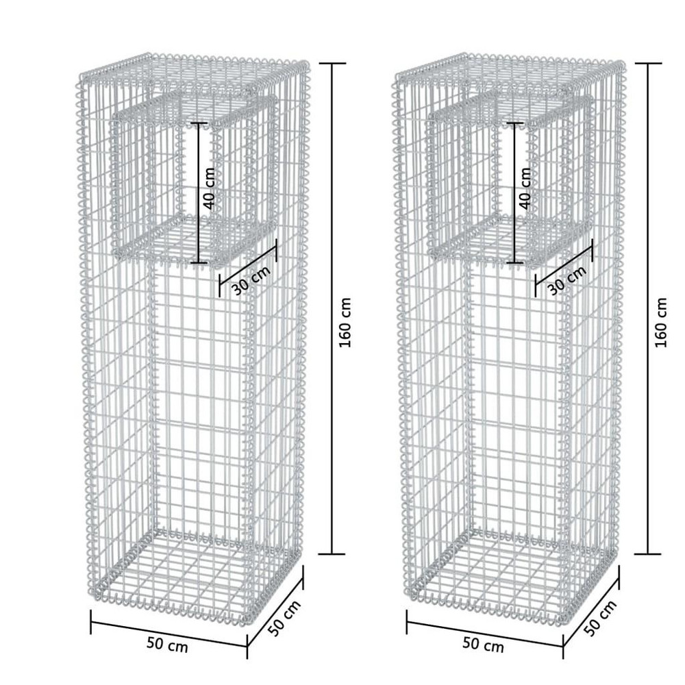 [Nuo 111.06 €] Gabionai, kolonos/vazonai, 2 vnt., plienas, 50x50x160 cm ...