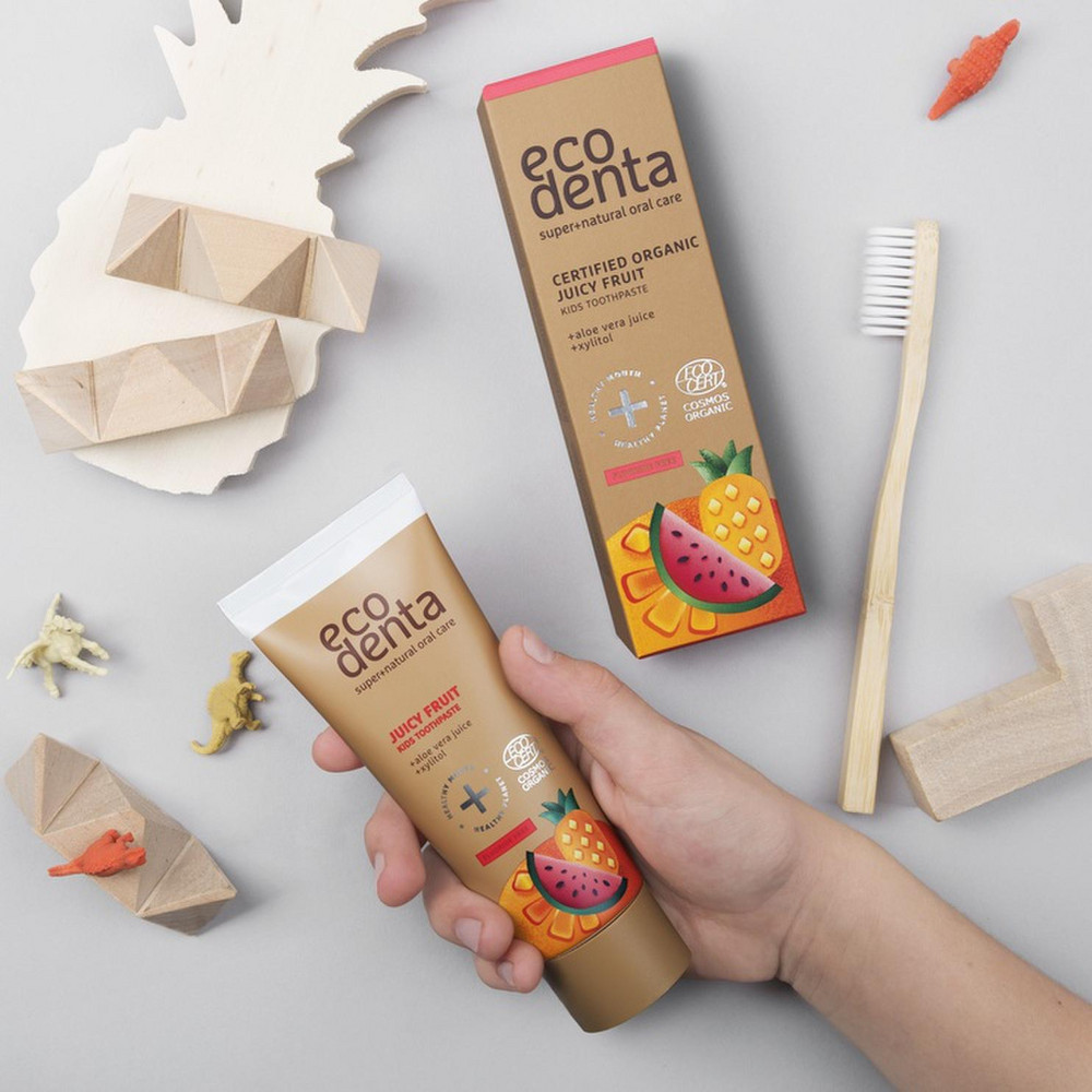 [Nuo 4 €] Ecodenta Vaikiška dantų pasta be fluoro 75ml | Kainos.lt