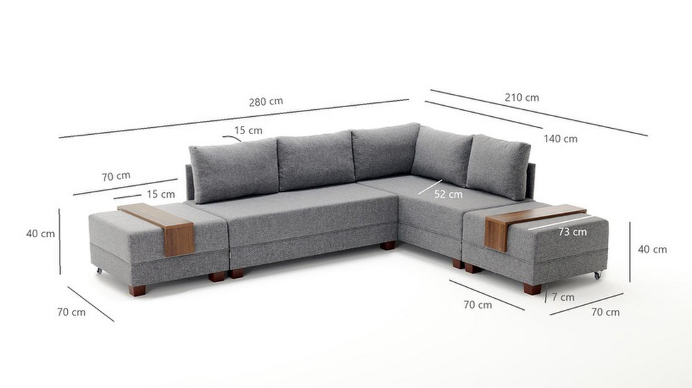 [Nuo 737.29 €] Kalune Design Kampo sofa-lova Fly Corner Sofa Bed Right ...