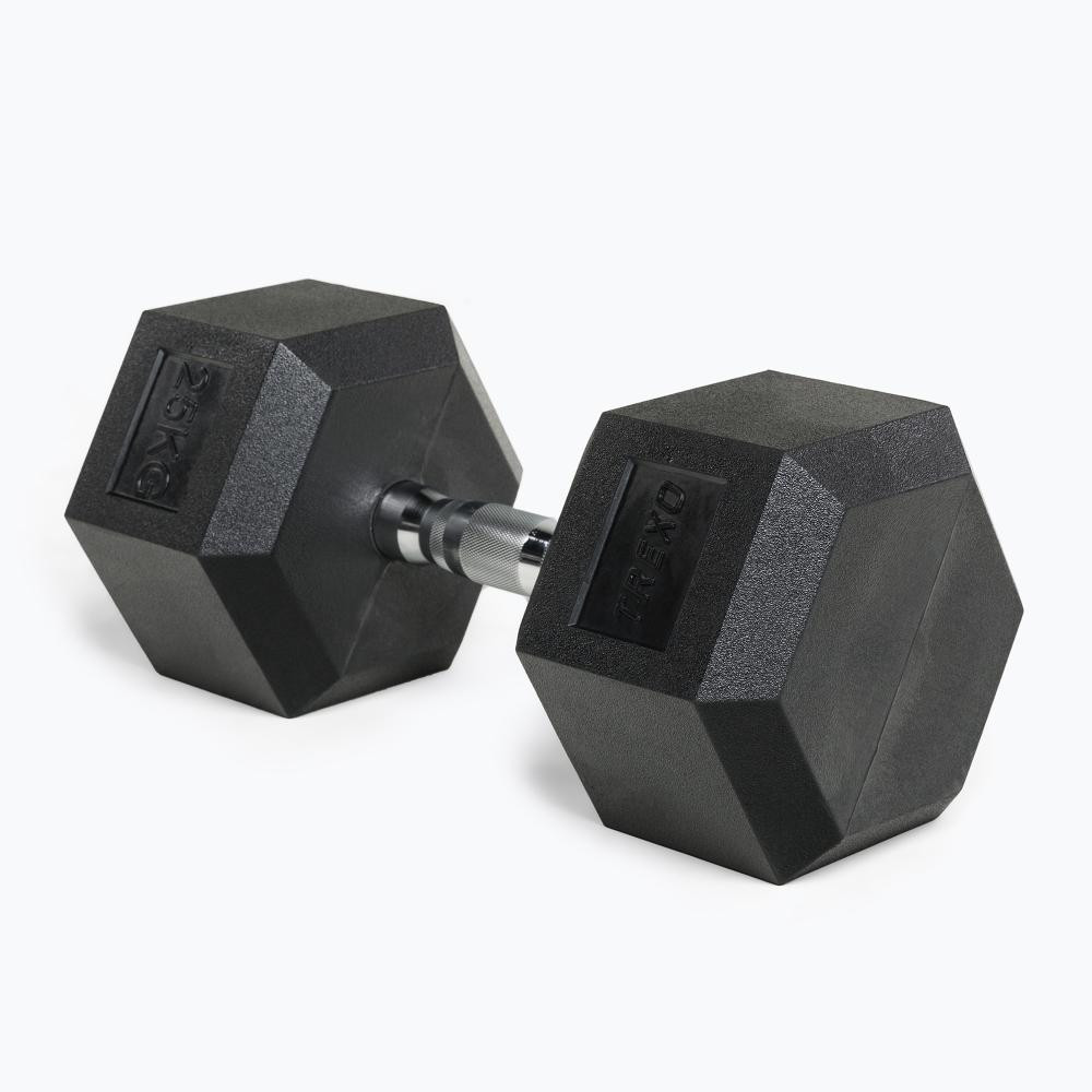 TREXO Hex HXD250 gumuoti hanteliai 25 kg | Kainos.lt
