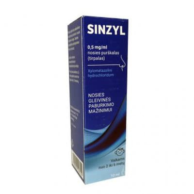 SINZYL 0,5 mg/ml, nosies purškalas (tirpalas), N1 | Kainos.lt