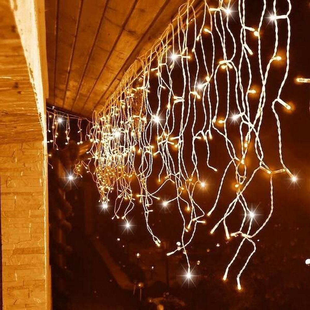 [Nuo 34.99 €] Lauko Girlianda varveklis 500 LED ŠILTA BALTA su blykstės ...