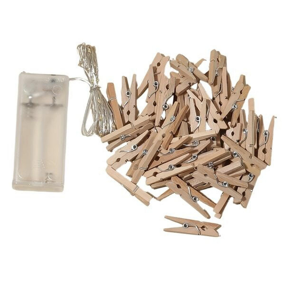 [Nuo 13.99 €] Medinių Segtukų Dekoratyvinė Šviesos Girlianda Pickify | Kainos.lt