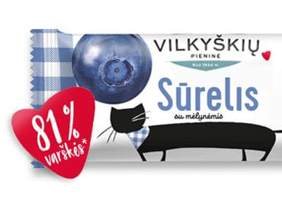 [Nuo €] Glaistytas VILKYŠKIŲ varškės sūrelis su mėlynėmis, 23% rieb ...