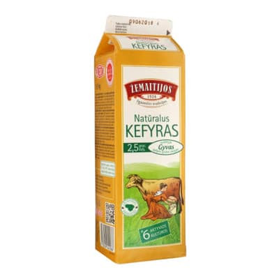 [Nuo 0.87 €] Natūralus kefyras ŽEMAITIJOS 2,5 % rieb., 900 g | Kainos.lt