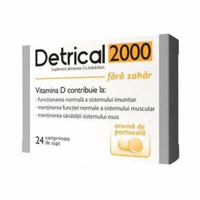 [Nuo 6.37 €] DETRICAL 2000 IU, apelsinų skonio, 24 Pastilės | Kainos.lt
