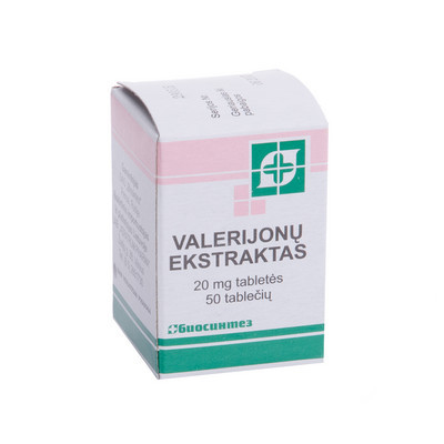 [Nuo 0 €] Valerijonų ekstraktas, 20 mg, 50 tablečių | Kainos.lt