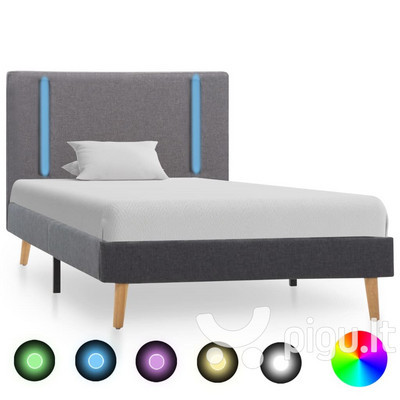 [Nuo 0.00 €] Lovos rėmas su LED lempa, 90x200cm, pilkas | Kainos.lt